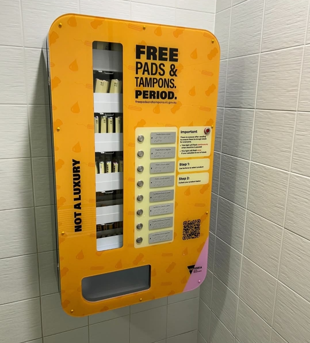 Free pad and tampon dispensers | Glen Eira Library